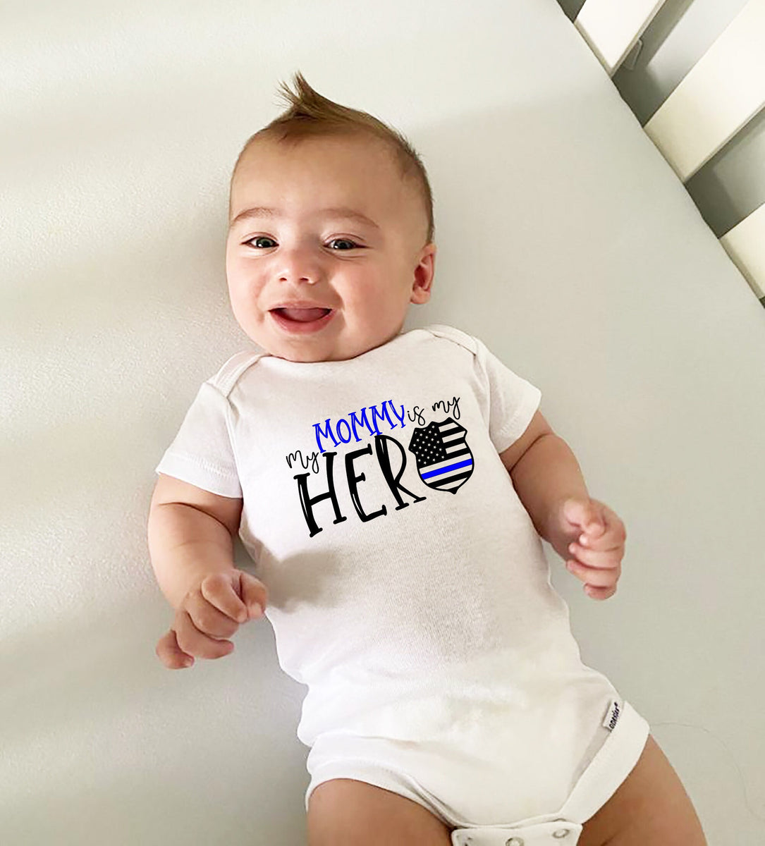 My Mommy is My Hero Police Officer Baby Onesie – PrintChix
